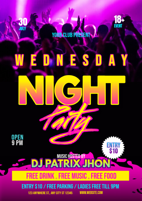 Wednesday Night party Template | PosterMyWall