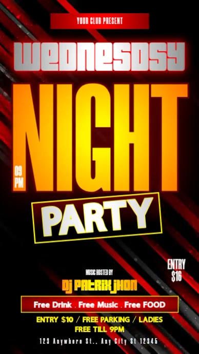 Wednesday night party instagram reel Template | PosterMyWall