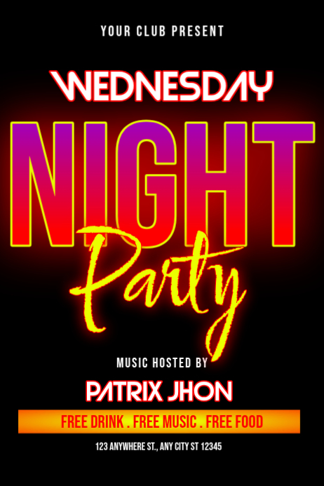 Plantilla de Wednesday night party poster | PosterMyWall