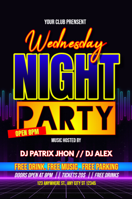 Copy of Wednesday night party poster | PosterMyWall
