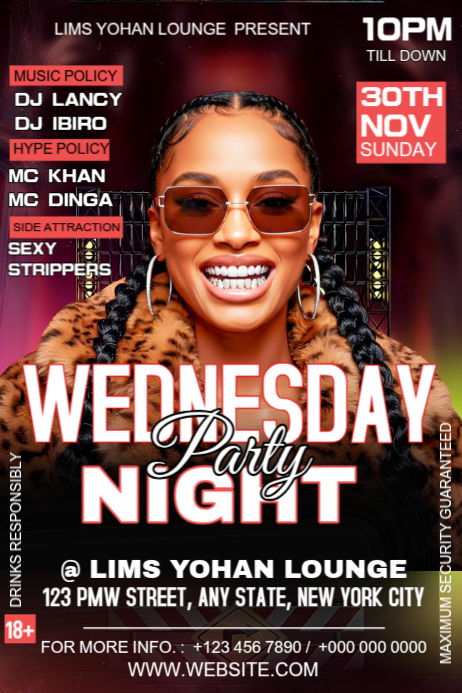 Wednesday Night Party Poster Template | PosterMyWall