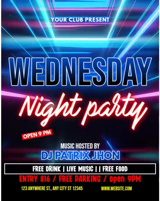 Wednesday night party video Template | PosterMyWall