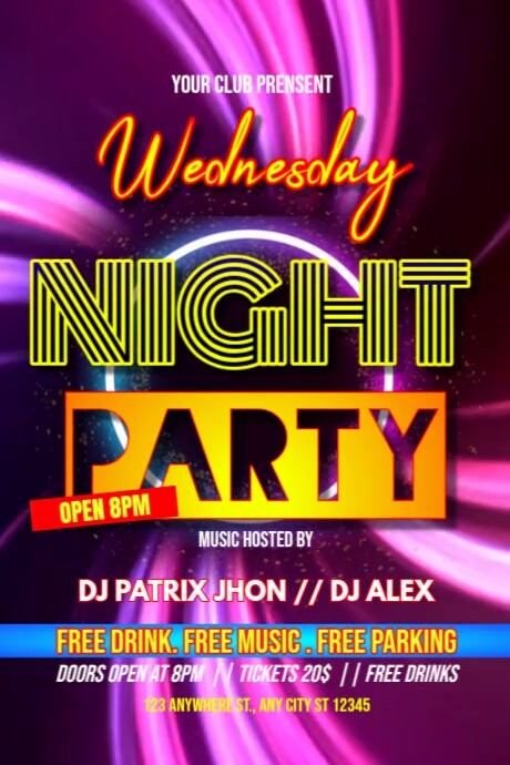 Wednesday night party video Template | PosterMyWall
