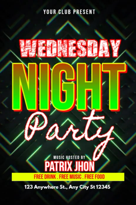Wednesday night party video Template | PosterMyWall