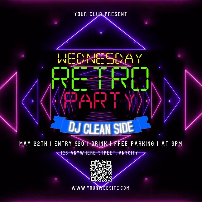 Wednesday Retro Night Party Template | PosterMyWall