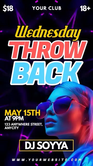 Wednesday Throw Back Party Template | PosterMyWall