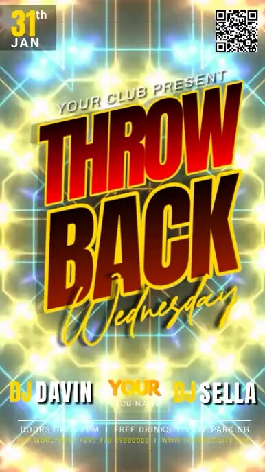 Wednesday Throw Back Party Template | PosterMyWall