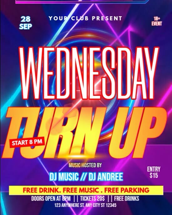 wednesday turn up video Template | PosterMyWall