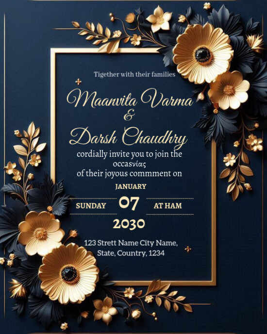 WEEDING INVITATION CARD Template | PosterMyWall