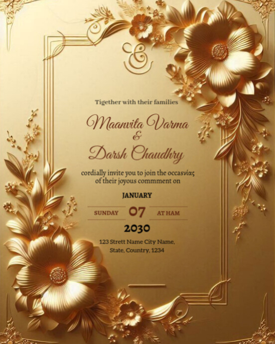WEEDING INVITATION CARD Template | PosterMyWall