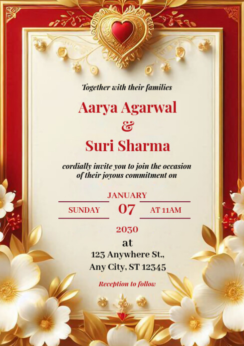 WEEDING INVITATION CARD Template | PosterMyWall
