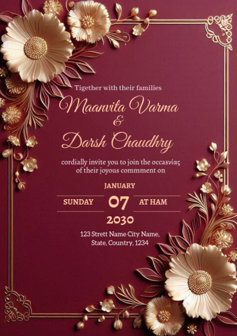 WEEDING INVITATION CARD Templat | PosterMyWall