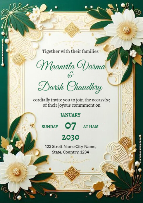 WEEDING INVITATION CARD Template | PosterMyWall