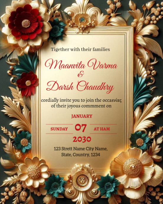 WEEDING INVITATION CARD Template | PosterMyWall