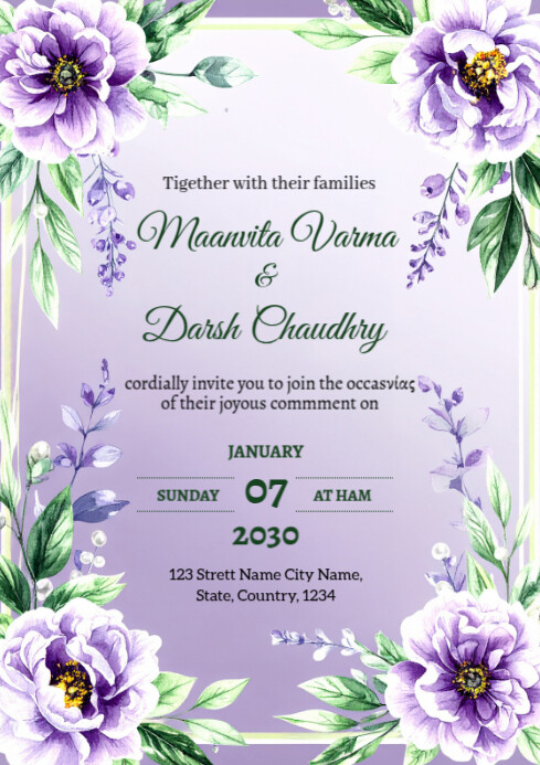 WEEDING INVITATION CARD Templat | PosterMyWall