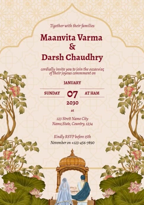 WEEDING INVITATION CARD FLYER Template | PosterMyWall