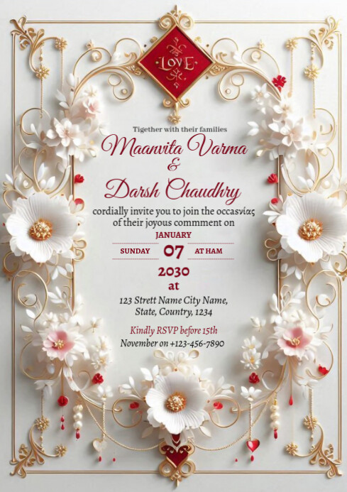 WEEDING INVITATION CARD FLYER Template | PosterMyWall