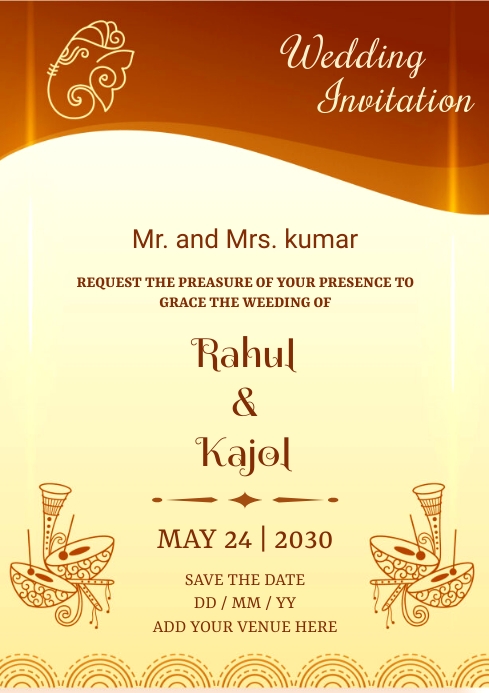 WEEDING INVITATION TEMPLATE | PosterMyWall