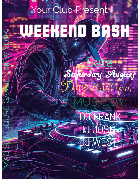 WEEKEND BASH Template | PosterMyWall