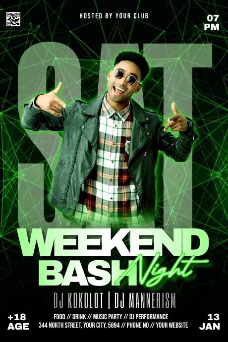 Weekend Bash Night Template | PosterMyWall