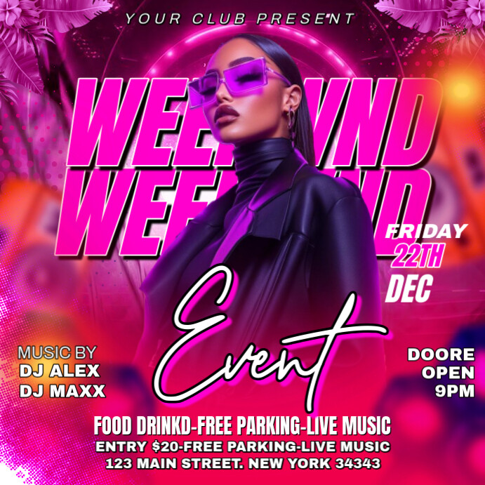 Weekend Club Event Template | PosterMyWall