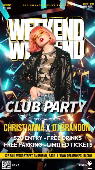 Weekend Club Party Video Template | PosterMyWall