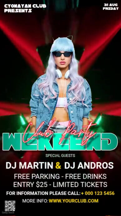 Weekend Club Party Video Template | PosterMyWall