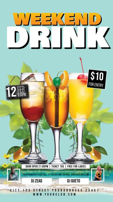 Plantilla de Weekend Drink Night Party | PosterMyWall