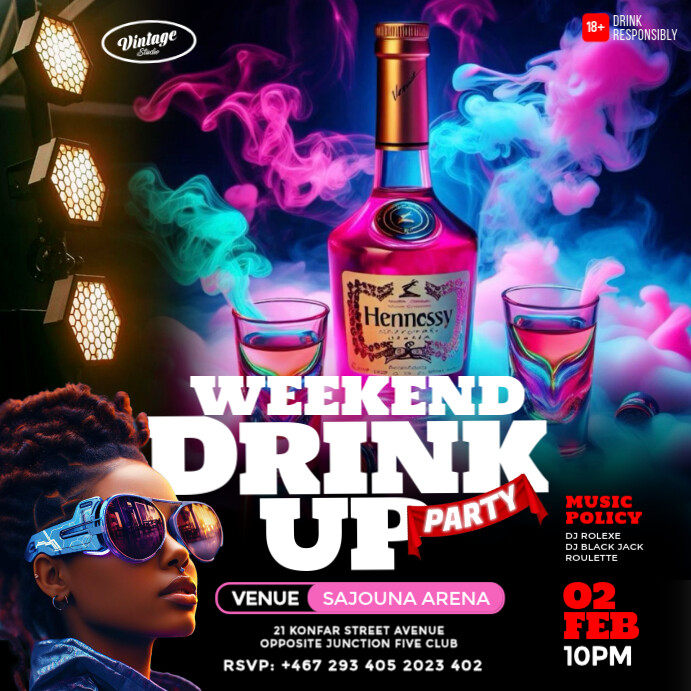 Copy of Weekend Drink up Party Night Event Party Flyer for Social Media ...