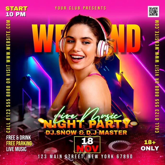 WEEKEND NIGHT PARTY Template | PosterMyWall