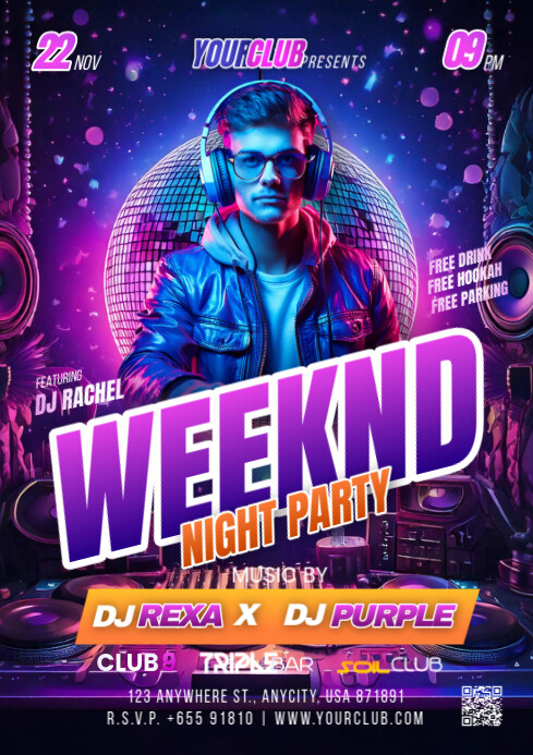 Modèle Weekend Night Party Event Poster Flyer | PosterMyWall