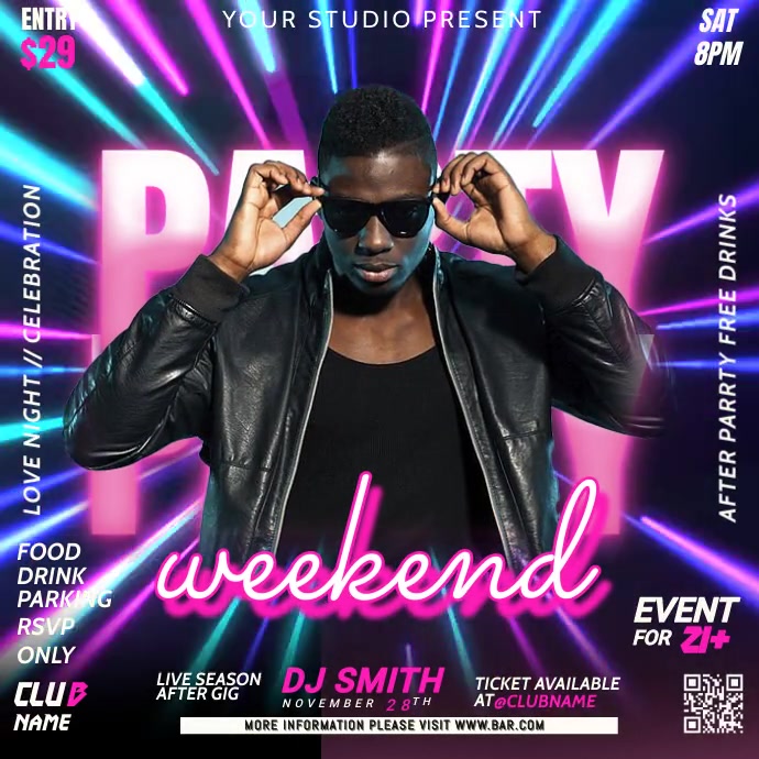 Weekend Night Party Video Ads Templat | PosterMyWall