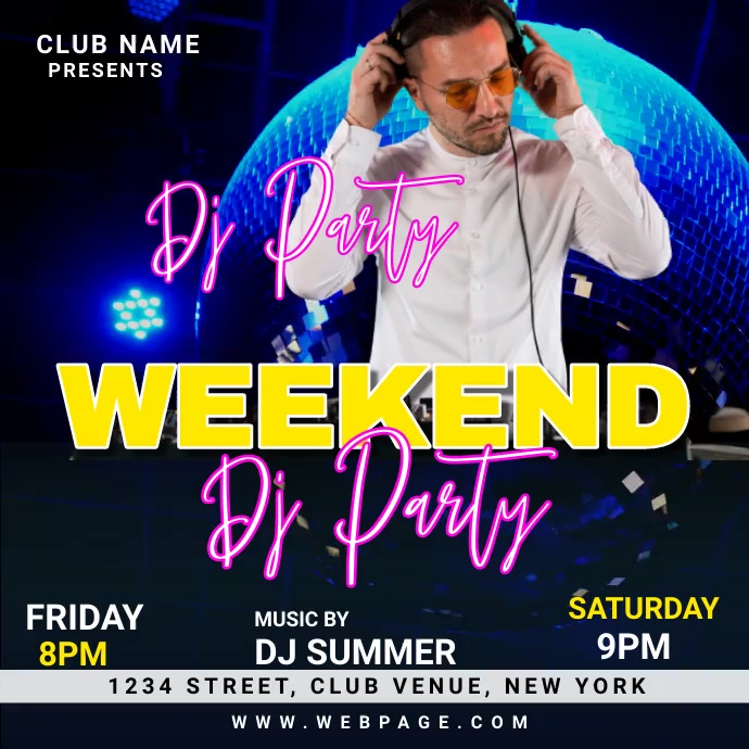 WEEKEND PARTY Template | PosterMyWall