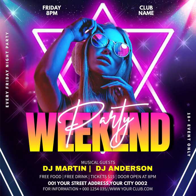 weekend party flyer design Template | PosterMyWall