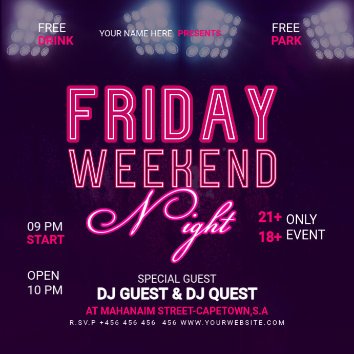 Plantilla de weekend party night flyer template (2) | PosterMyWall