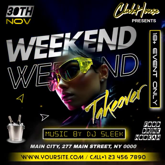 WEEKEND TAKEOVER PARTY FLYER POSTER Template | PosterMyWall