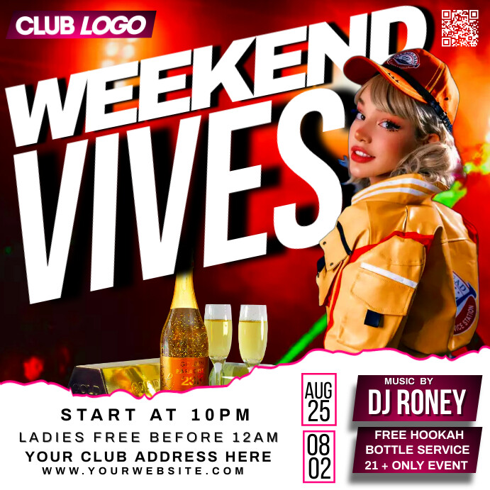 Weekend vibes night club party Template | PosterMyWall