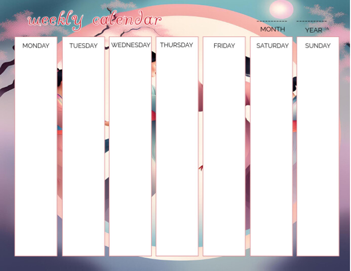 WEEKLY CALENDAR Template | PosterMyWall