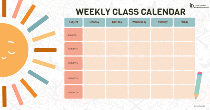 WEEKLY CLASS CALENDAR Template | PosterMyWall