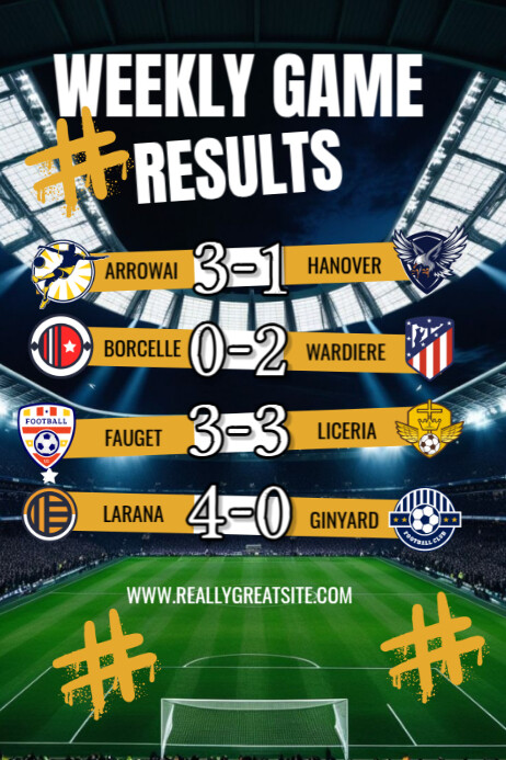 Weekly Game Results Template | PosterMyWall