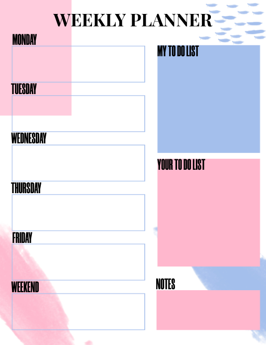 WEEKLY PLANNER Template | PosterMyWall
