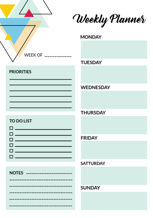 Weekly Planner Printable Template | PosterMyWall
