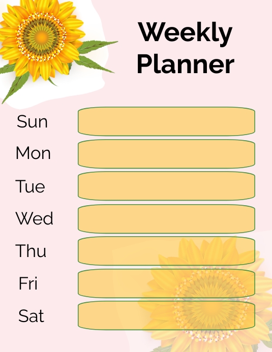Weekly Planner - Sunflower Template | PosterMyWall