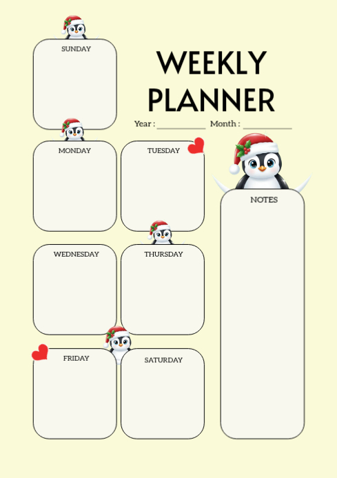 Weekly Planner - White and Yellow Presentation (A4) - (21cm x 29.7cm ...