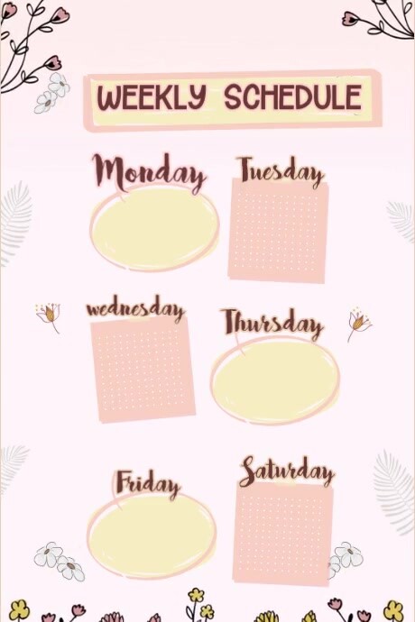 Copy of Weekly Schedule Pink Theme | PosterMyWall