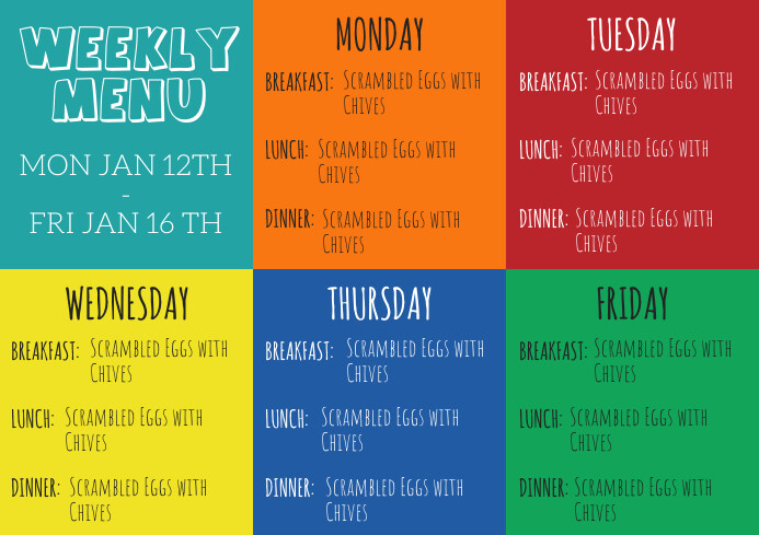 Copy of Weekly School Meal Menu Planner Template | PosterMyWall