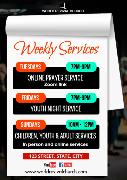 Copy of Weekly service schedule | PosterMyWall