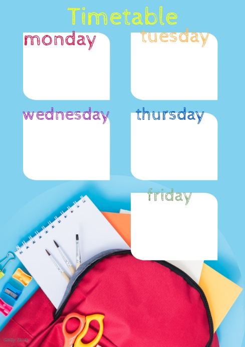 Copy of Weekly Timetable with School Supplies | PosterMyWall