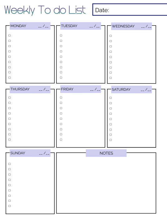 weekly to do list template(mon to sun) | PosterMyWall