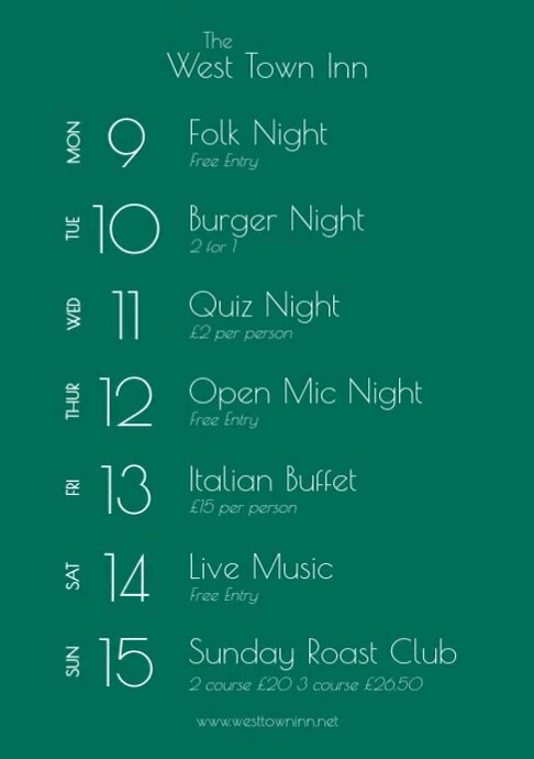 Weekly Upcoming Events Bar & Pub Minimalistic Template | PosterMyWall